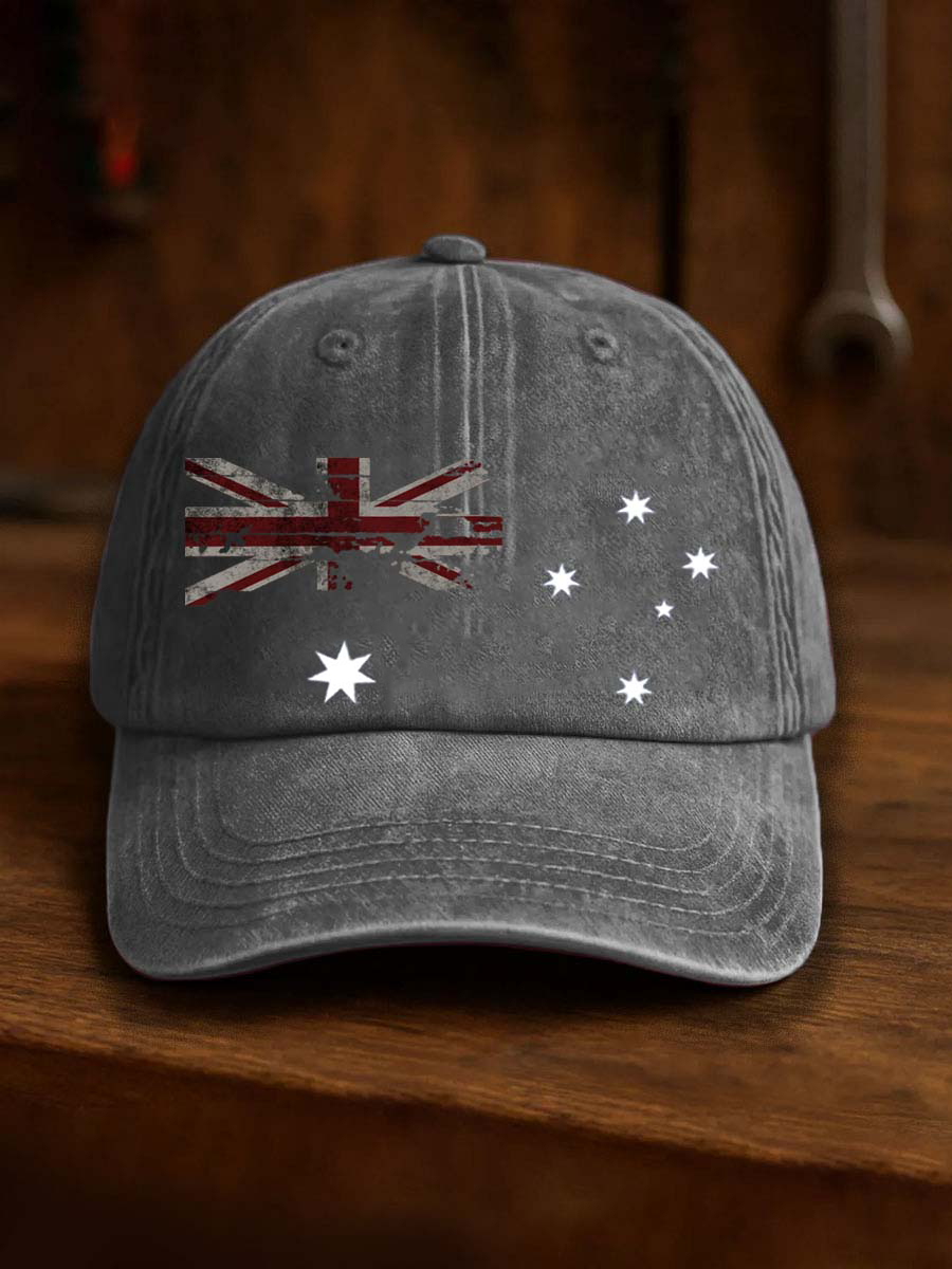 Vintage Australian Flag Badge Casual Print Hats – hoskjoy